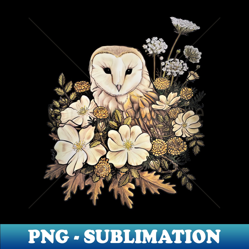 Barn owl and Wild Roses - Exclusive PNG Sublimation Download | Inspire ...