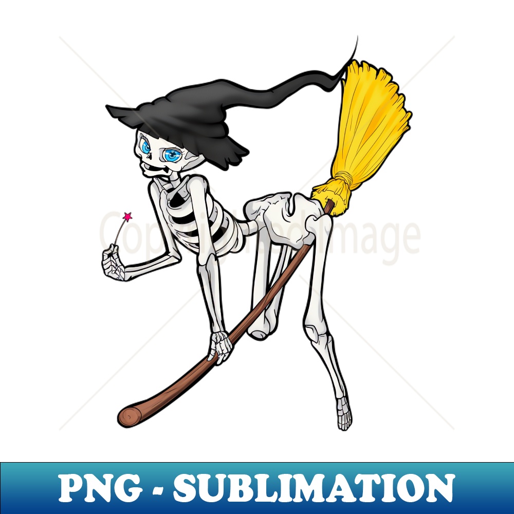 Skeleton witch on broom - Digital Sublimation Download File | Inspire ...