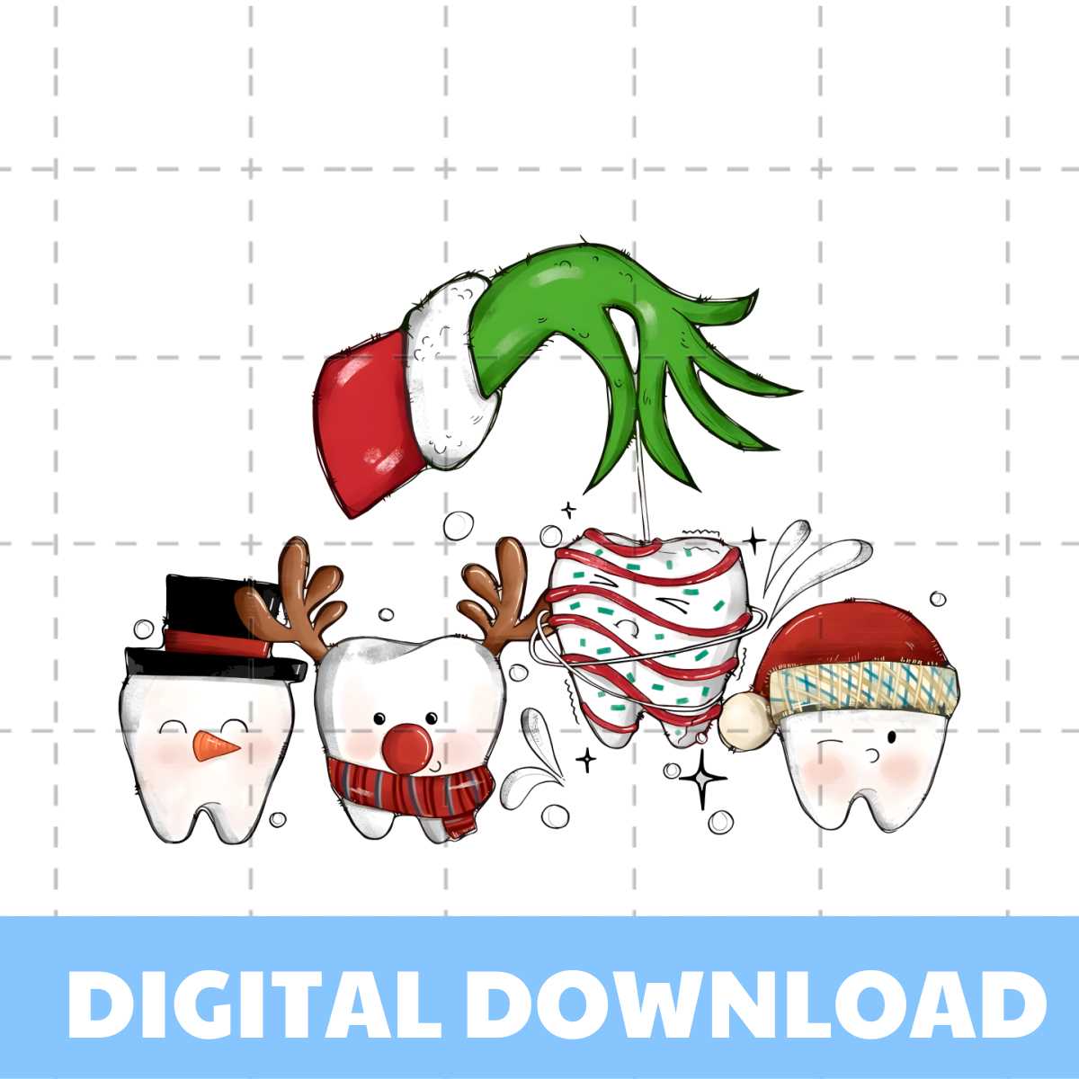 Funny Christmas Tooth Grinch Dentist PNG Download File | Inspire Uplift