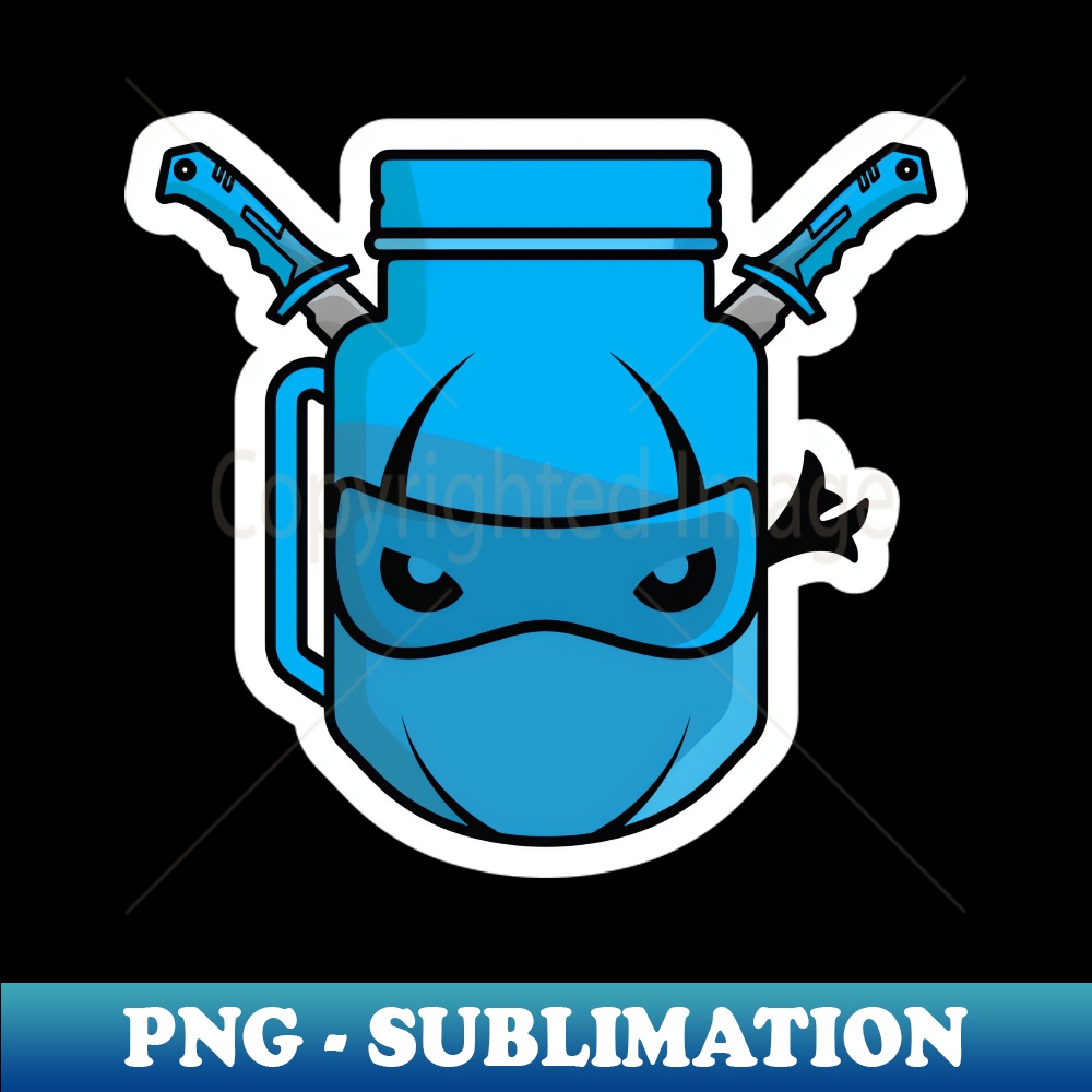 Ninja Mascot with Jar Mug and Metal Swords Sticker vector il | Inspire ...