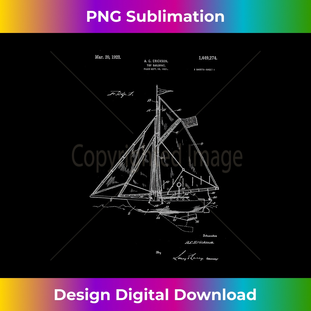 Vintage Patent Print 1923 Retro Sailboat Blueprint Drawing - | Inspire ...