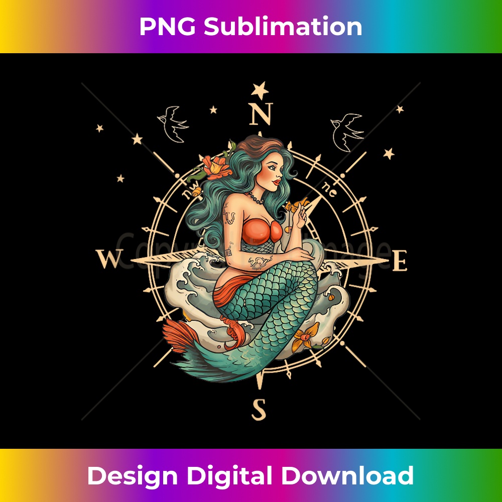 Mermaid Tattoo Design Sea Compass Mermaid Tattoo Style Tank | Inspire ...