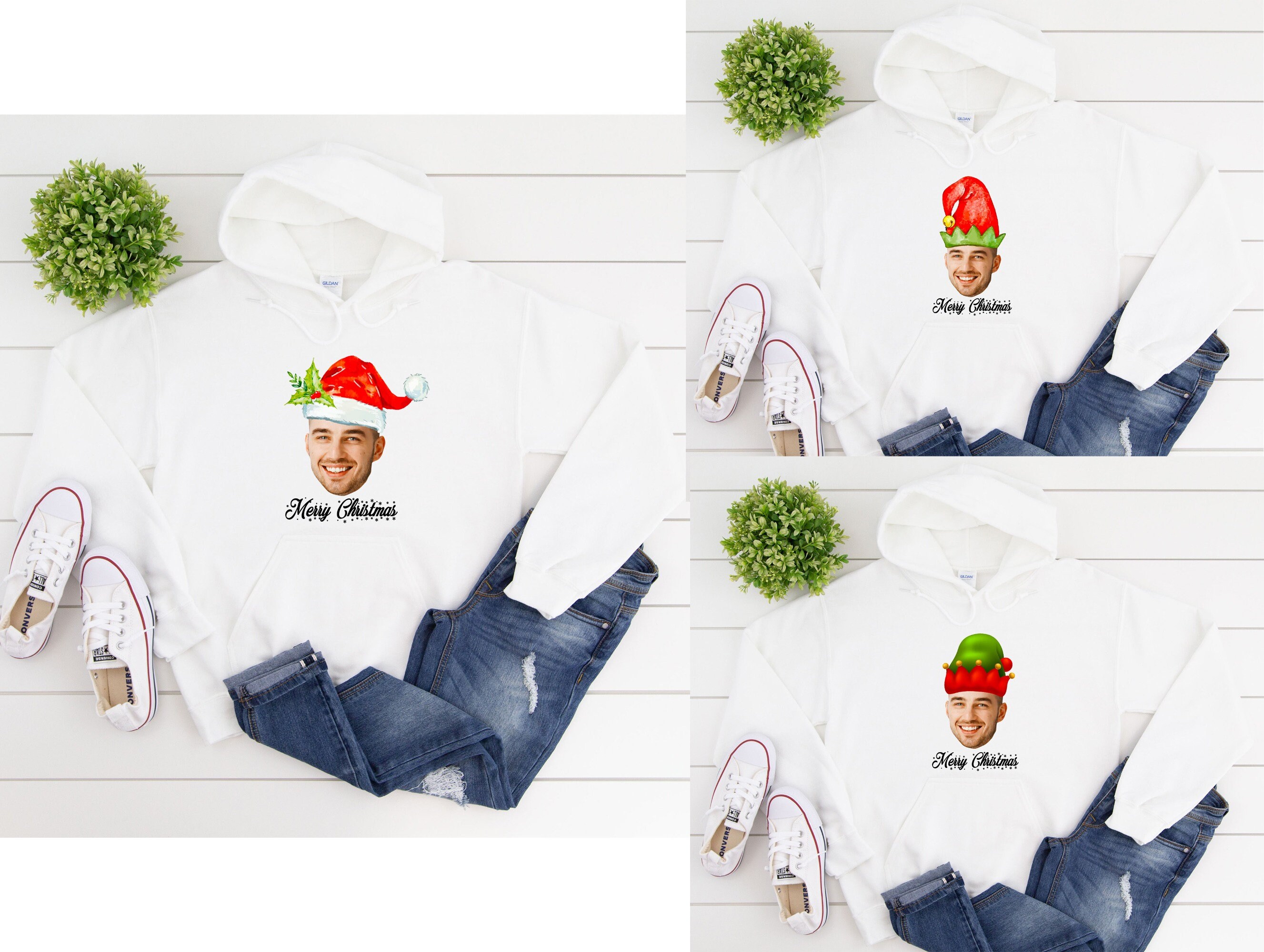 Custom Face Santa Hat SweatShirt and Hoodie, Christmas Matc | Inspire ...