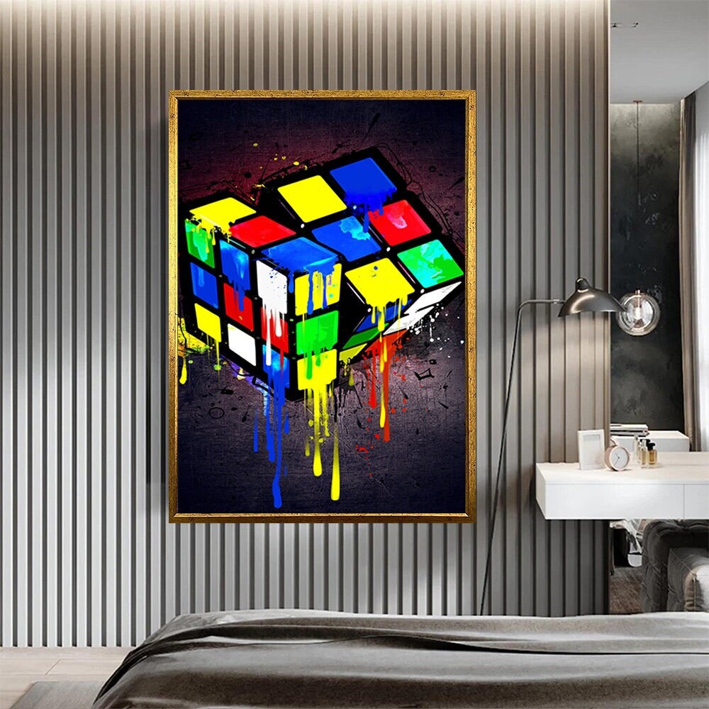 rubik's cube canvas wall art, puzzle cube canvas print art, | Inspire ...