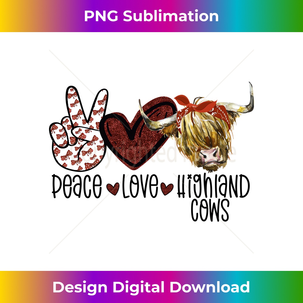 Highland Beef Cow Farmers Peace Love Highland Cows Long Slee - Inspire ...