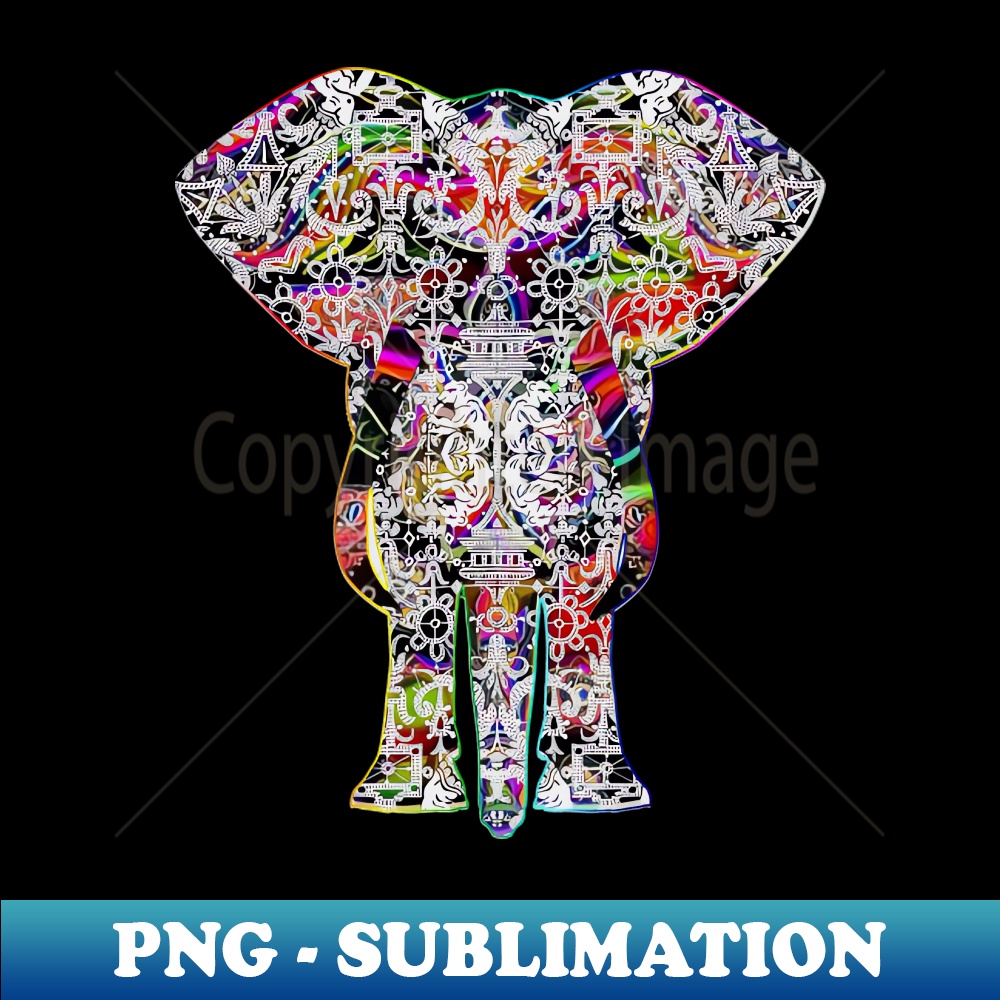 Rainbow White Elephant on Black - Signature Sublimation PNG | Inspire ...