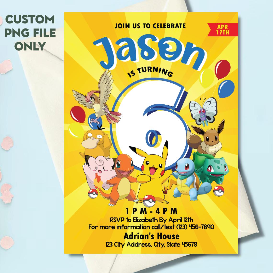 Personalized File Pokemone Invitation Pikachu, Pokemon Birth | Inspire ...
