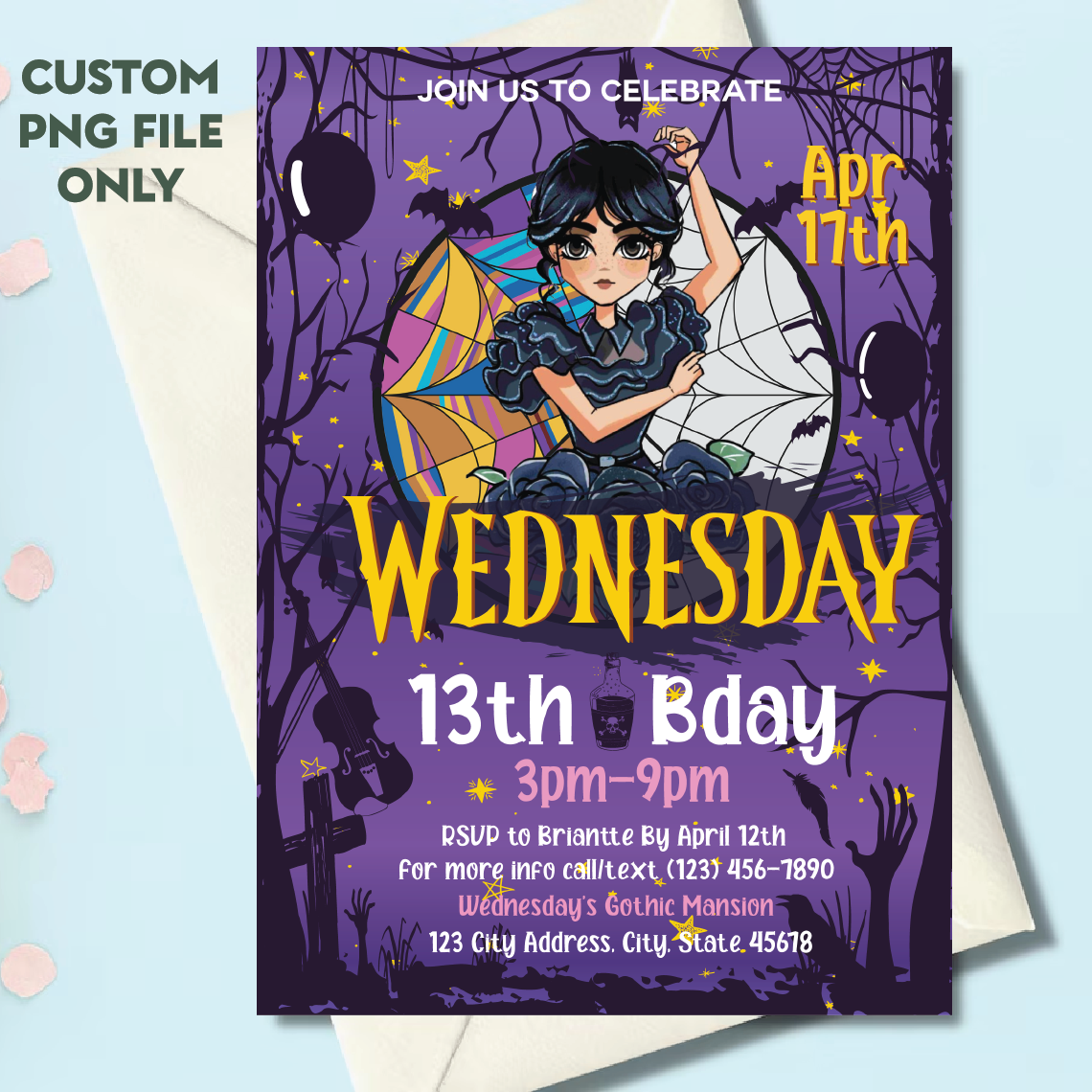 Personalized File Wednesday Birthday Invitation Party Printa | Inspire ...