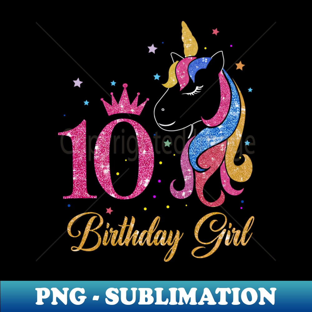 Kids Number 10 Year Old Unicorn 10th Birthday Girls - Trendy | Inspire ...