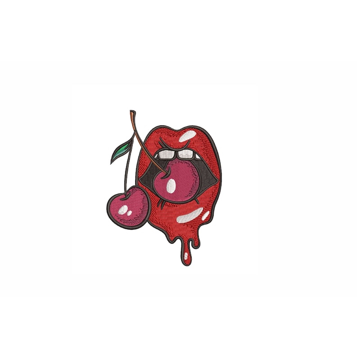 Lips with Cherry Machine Embroidery Design. 3 Sizes. Red Lip | Inspire ...