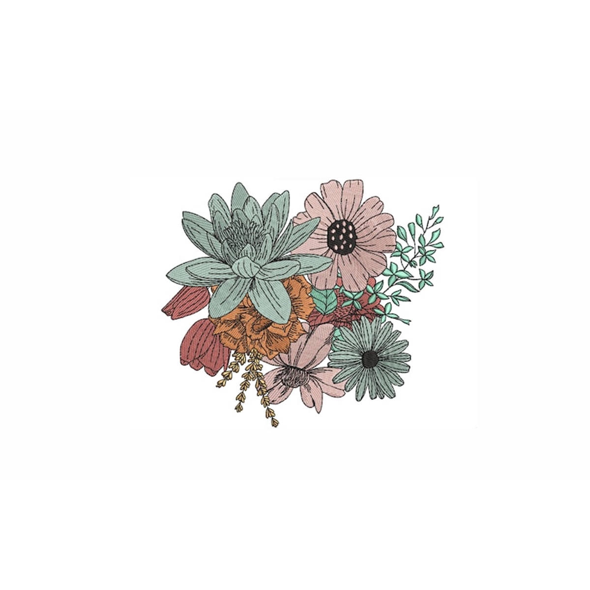 Floral Bouquet Machine Embroidery Design 2 Sizes Flowers E Inspire