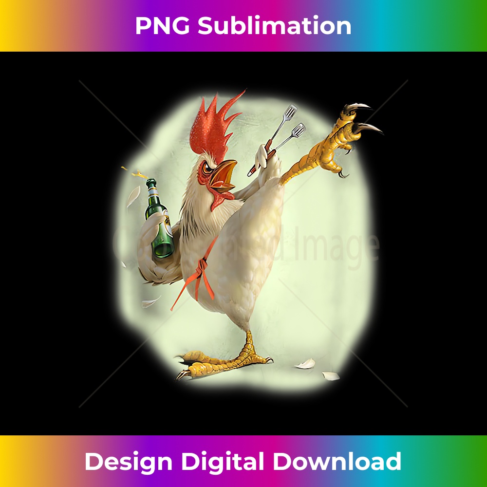 Chicken Beer Karate Kick Cool Chicken Funny Chicken Farmer T - Inspire ...