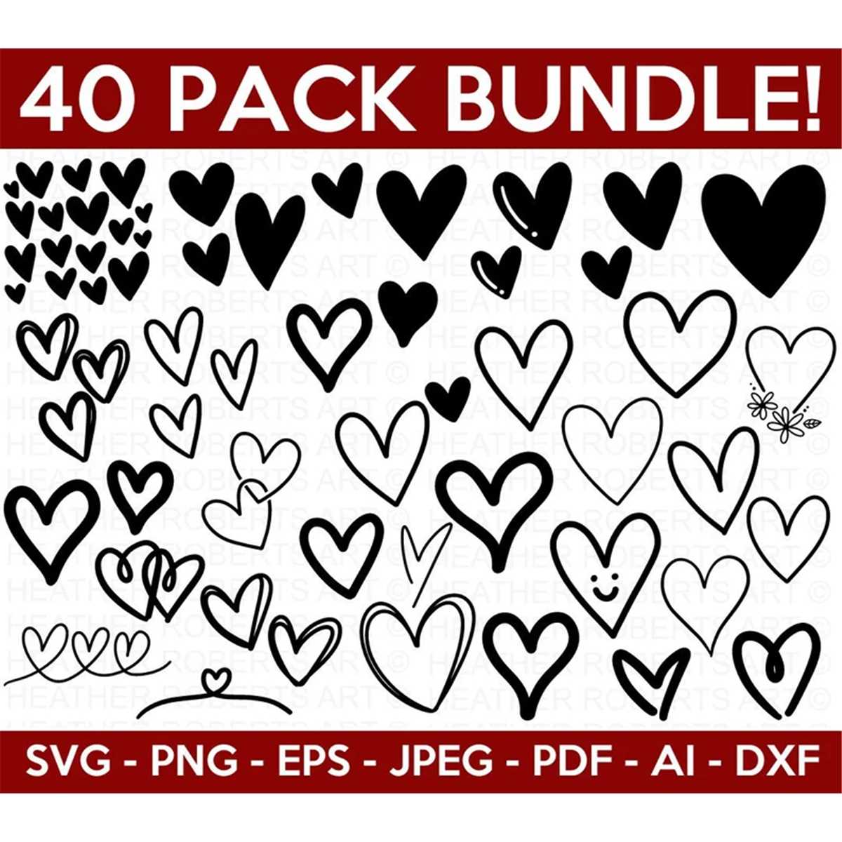 Heart SVG Bundle, Heart Clipart, Doodle Hearts, Valentines S | Inspire ...