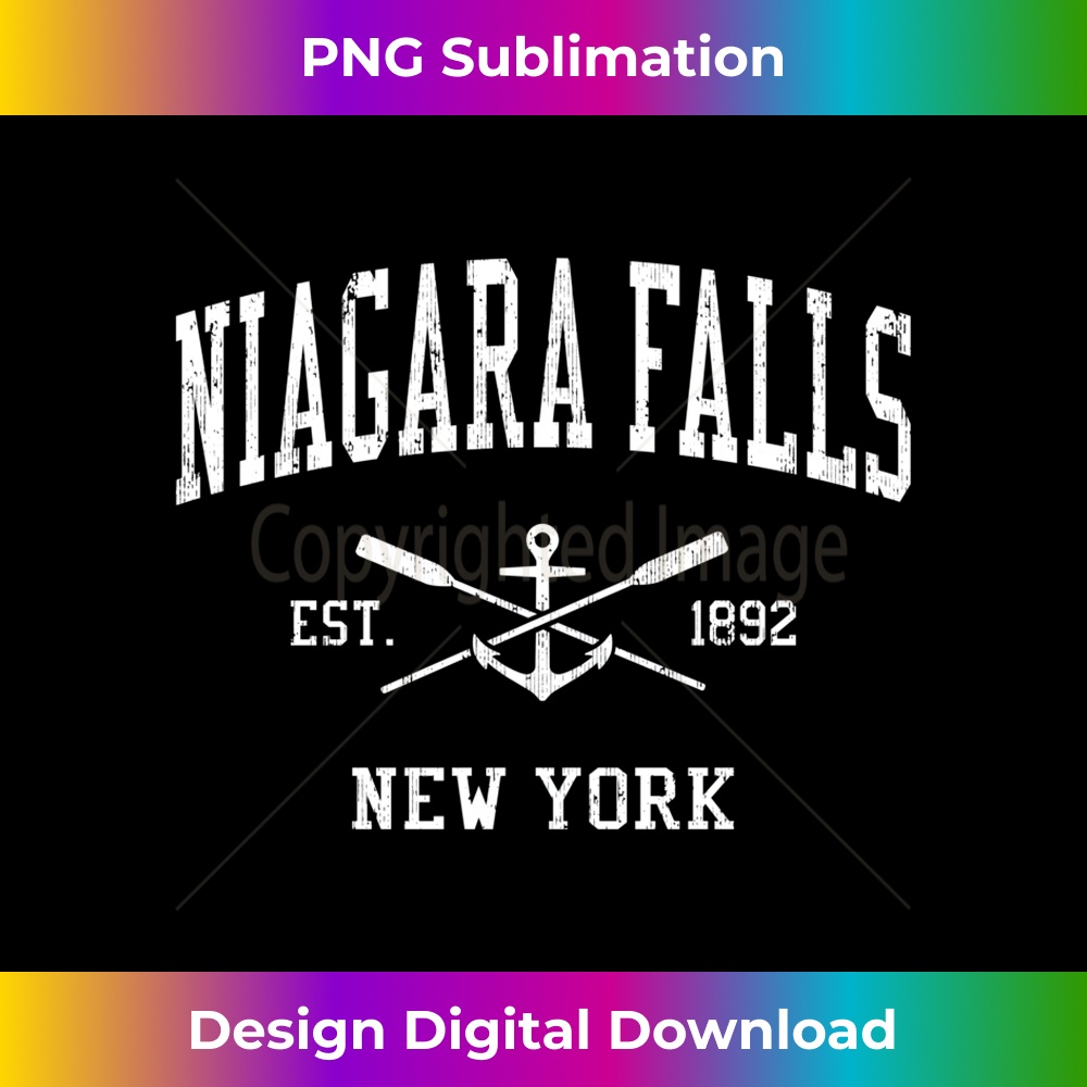 Niagara Falls NY Vintage Crossed Oars & Boat Anchor Sports L | Inspire ...