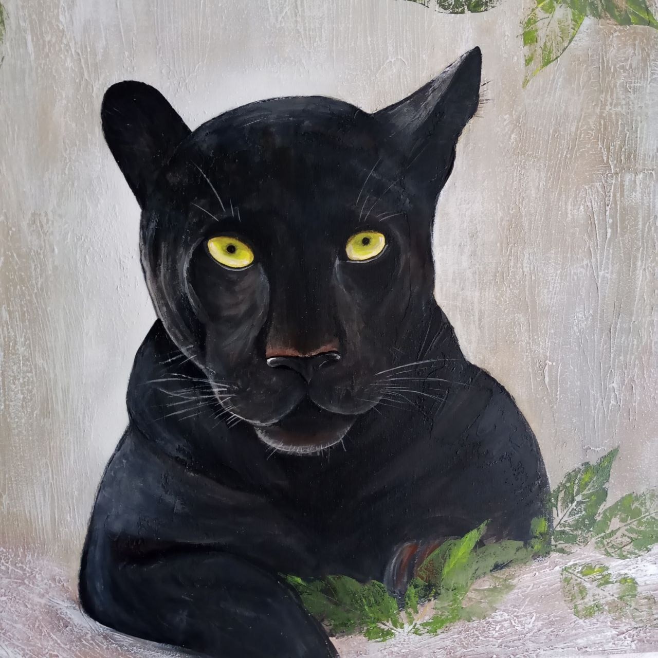 Textured painting with acrylic paints Panther Original Art F - Inspire ...