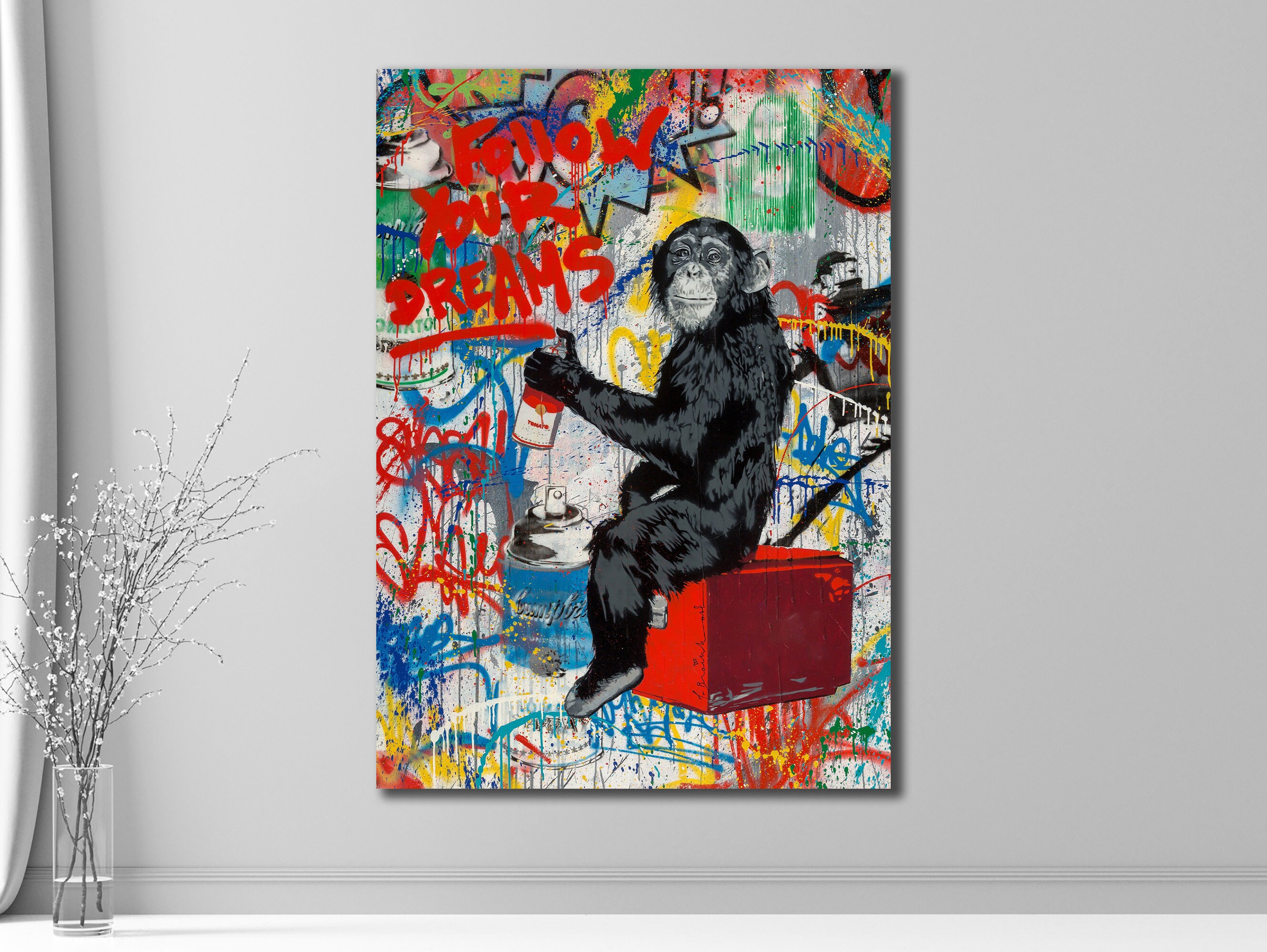 Graffiti Monkey Art Print on Canvas Wall Decor,Graffiti Monk | Inspire ...