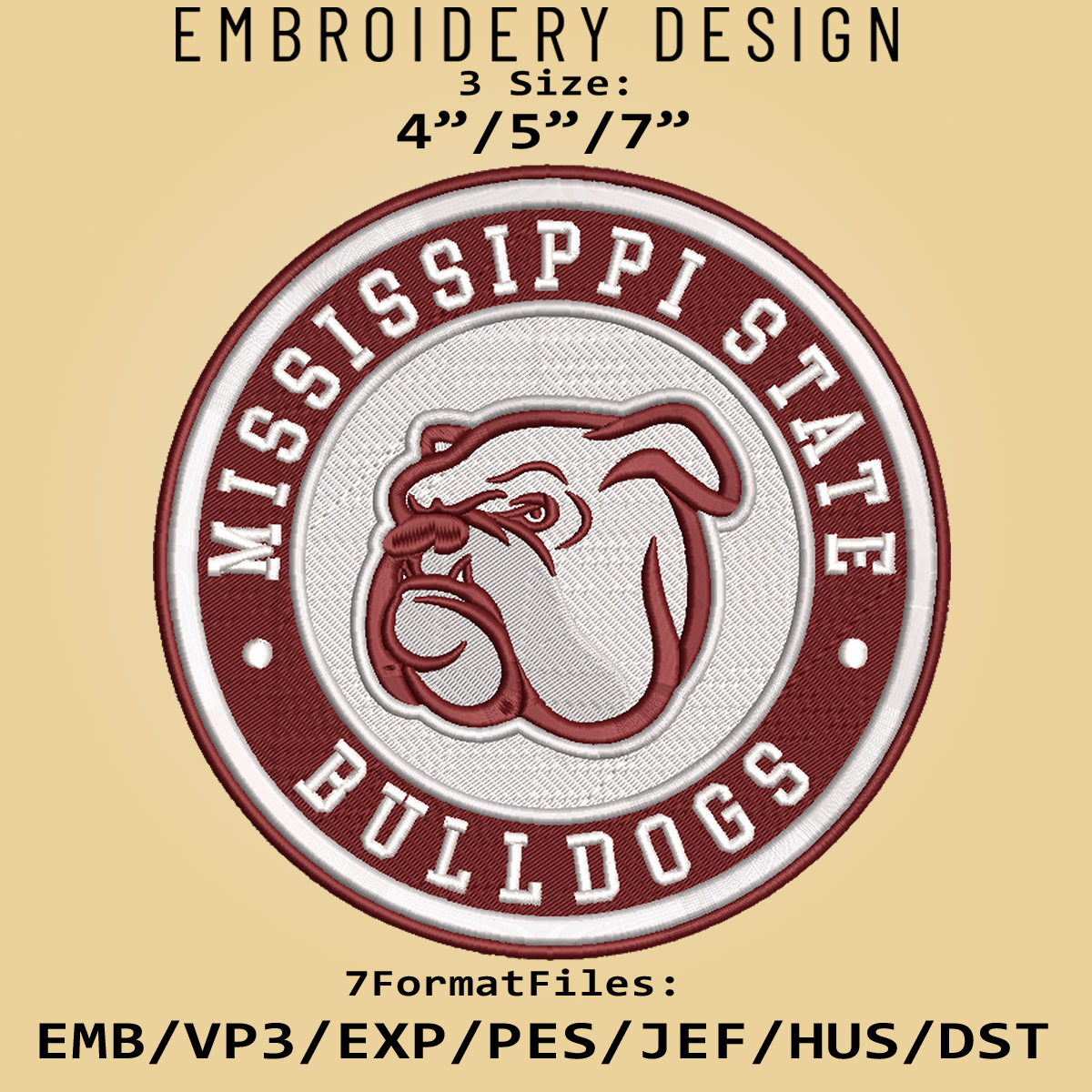 NCAA Logo Mississippi State Bulldogs, Embroidery design, Emb | Inspire ...