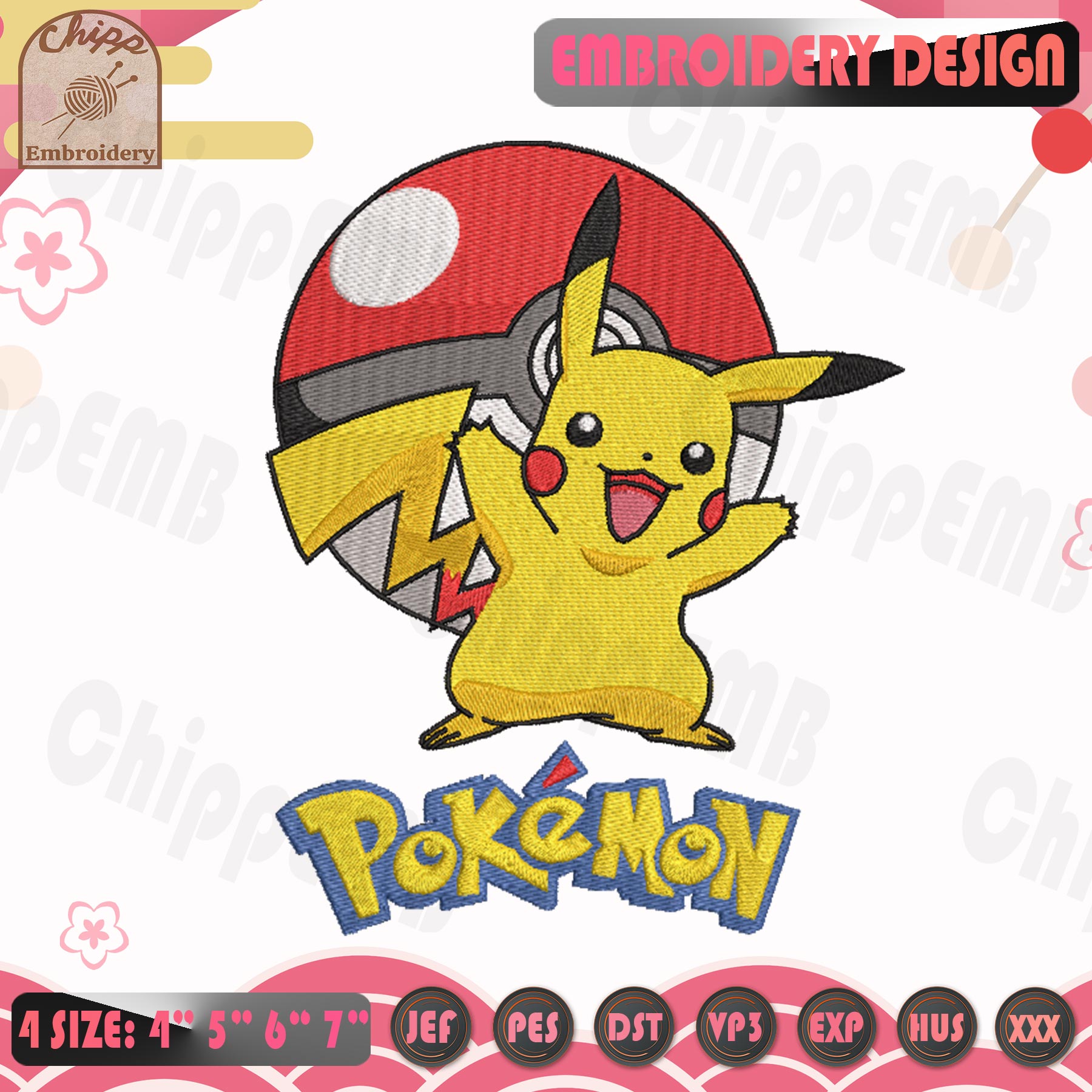 Pokemon Embroidery Design, Anime Embroidery File, Machine Em | Inspire ...