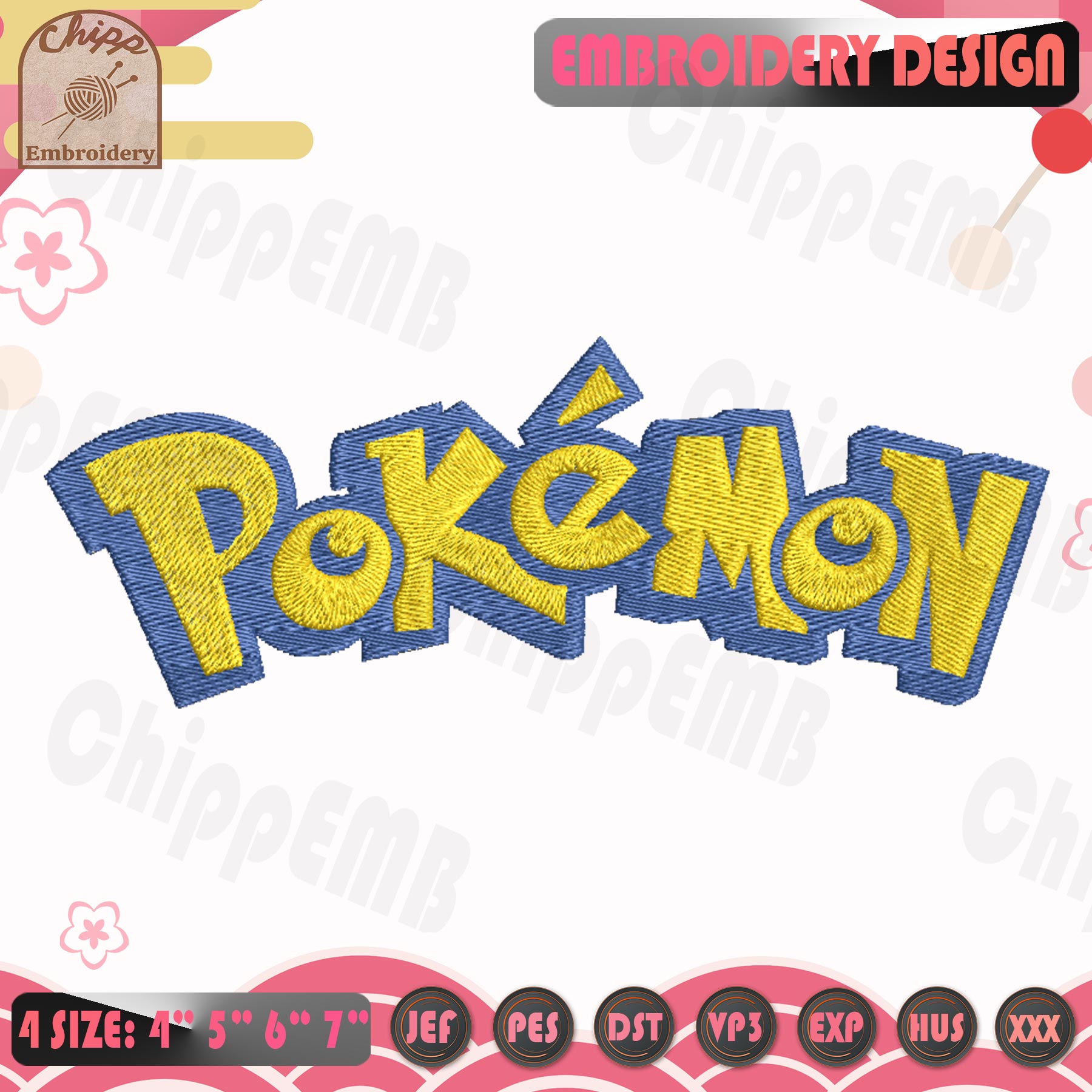 Pokmon Logo Embroidery Design, Pokemon Embroidery Design, An | Inspire ...