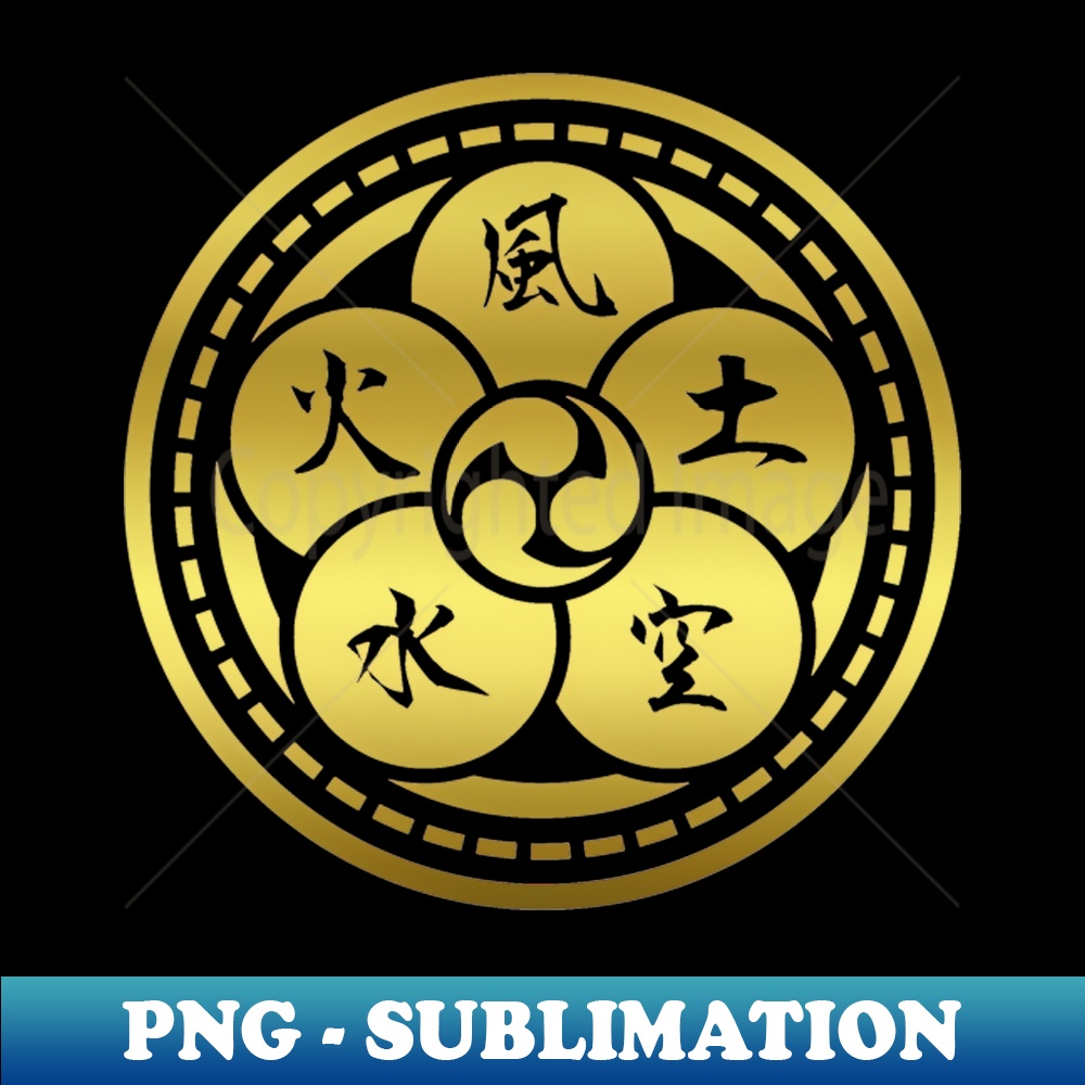 The Book of Five Rings Crest Miyamoto Musashi T-Shirt Gold | Inspire Uplift