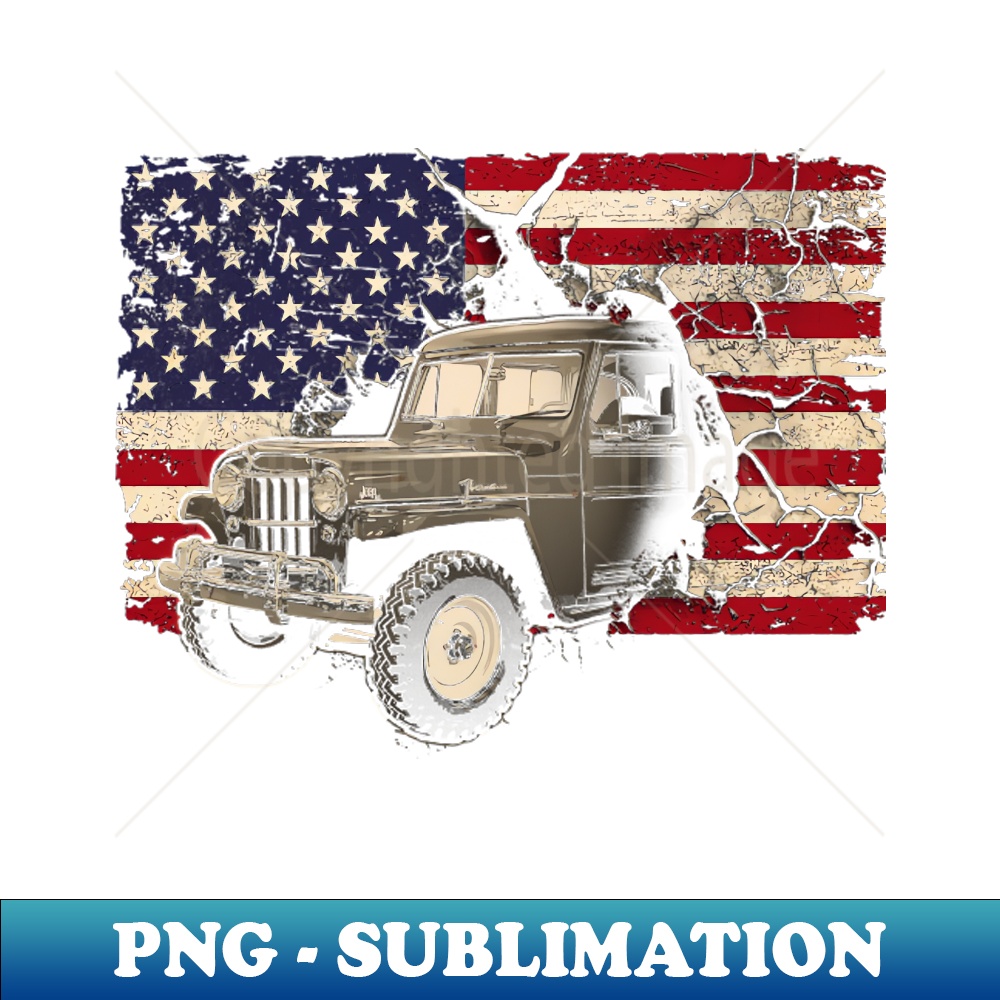 Willys Wagon jeep car america flag - Instant Sublimation Dig | Inspire ...