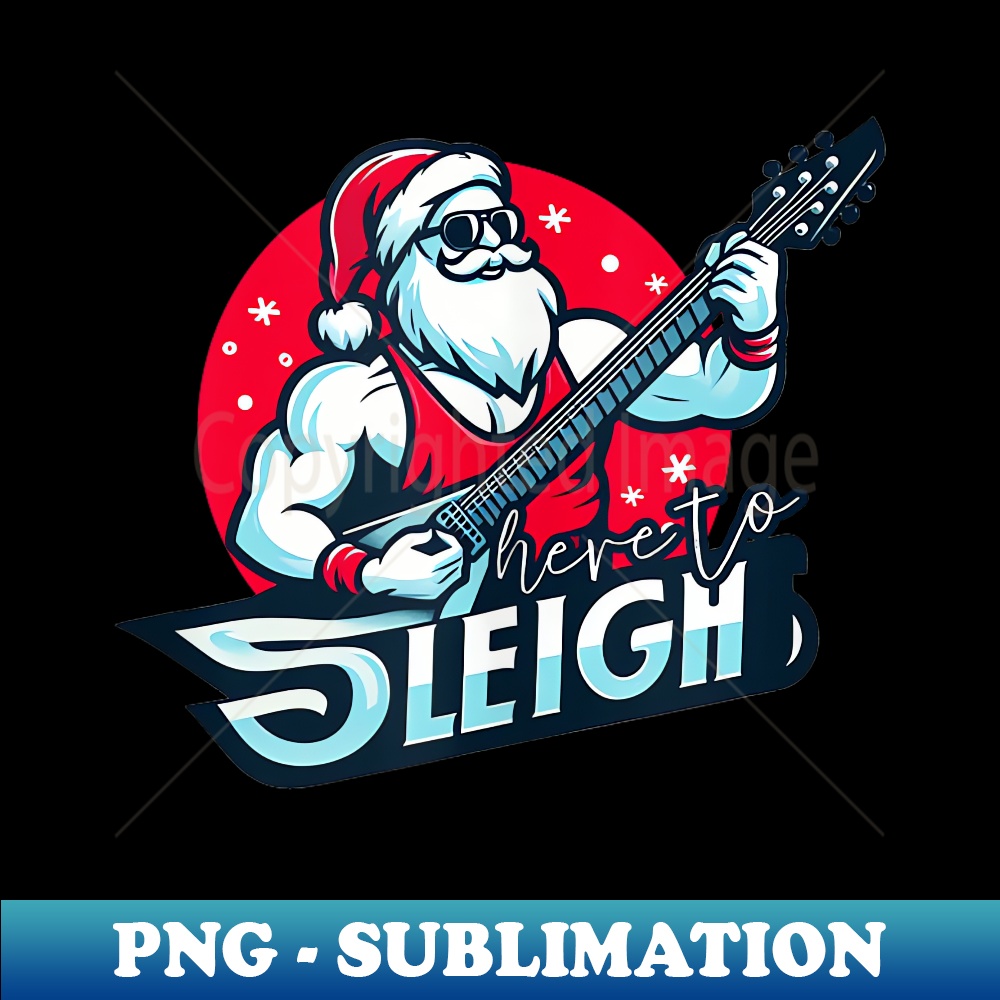 HERE TO SLEIGH Funny Santa Claus Rocker Electric Guitar Meme | Inspire ...