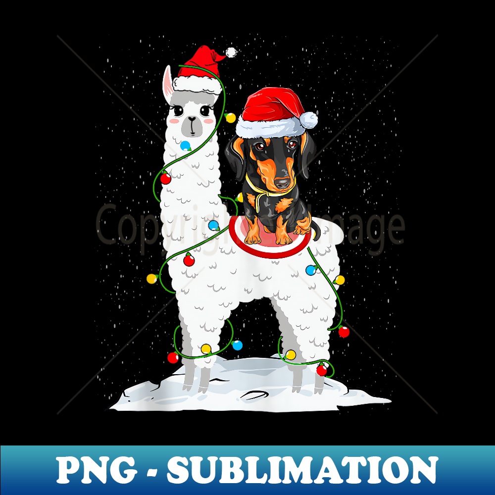 Dachshund Riding Llama Lights Santa Hat Funny Dog Christmas | Inspire ...