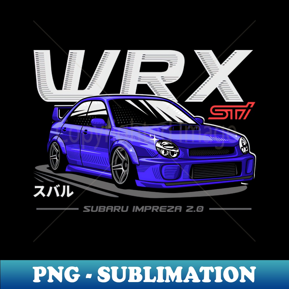 JDM car Subaru Impreza WRX STI BLUE - Retro PNG Sublimation | Inspire ...