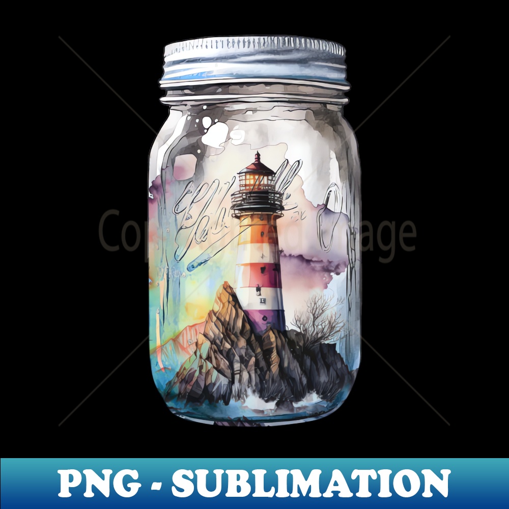 Lighthouse on Rock Jar - Professional Sublimation Digital Do | Inspire ...