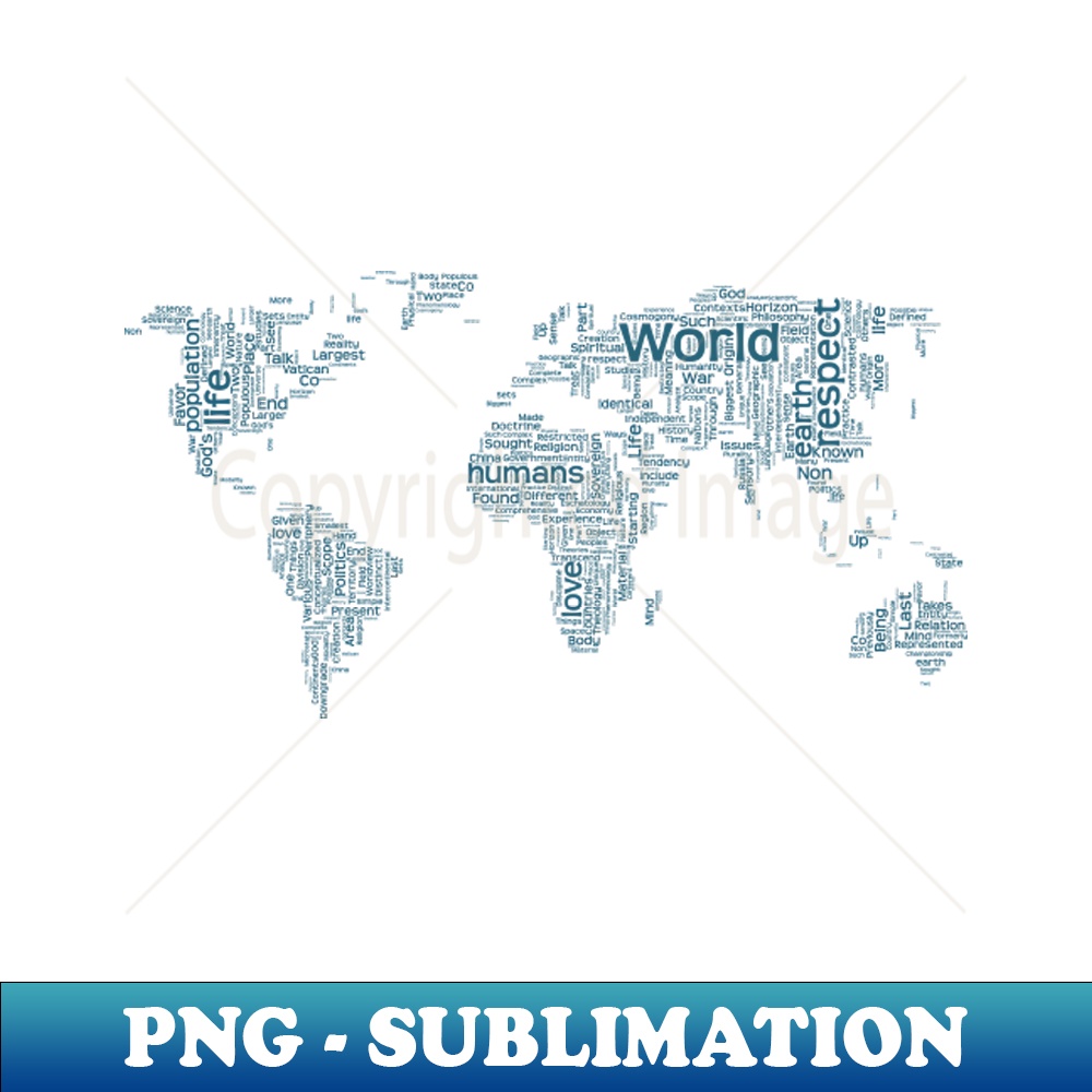 World Map Travel Text Word Cloud - PNG Transparent Sublimati | Inspire ...