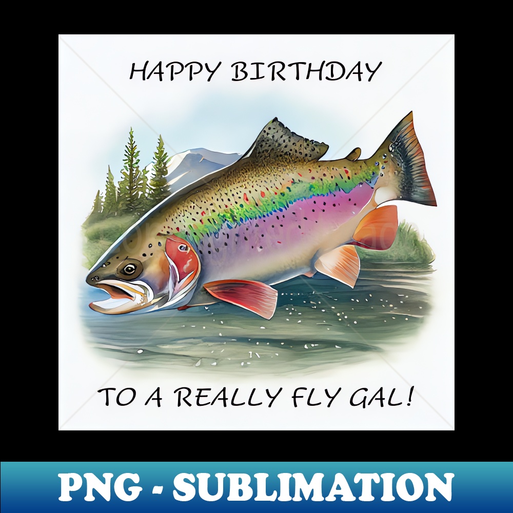 Happy Birthday Rainbow trout fish watercolor for her - Speci | Inspire ...