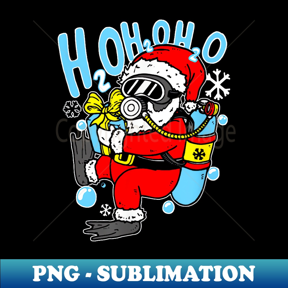 Diving Santa H2O H2O H2O Funny Christmas Dive Scuba Diver - | Inspire ...