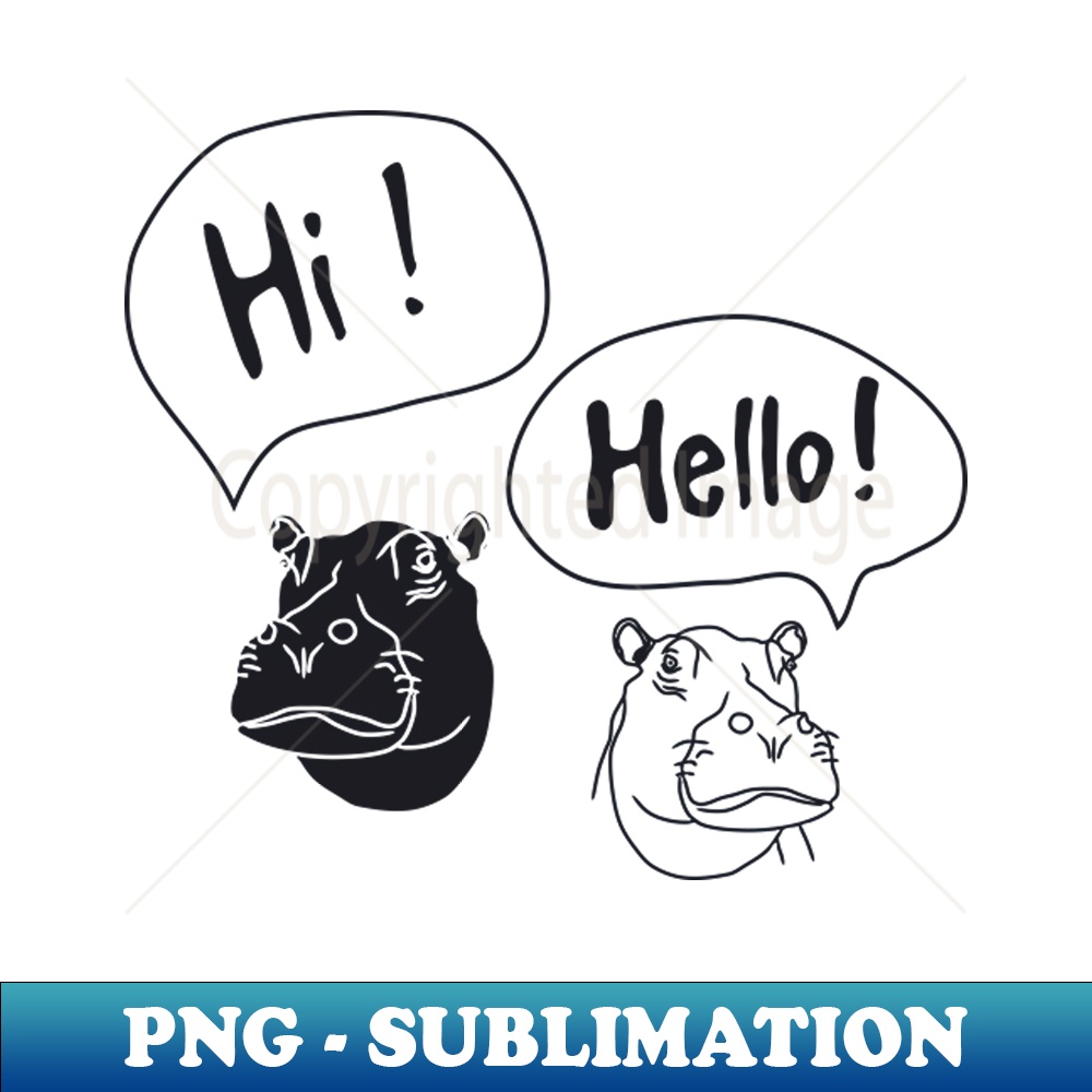 illustration of monochrome hippos greeting each other - Digi | Inspire ...