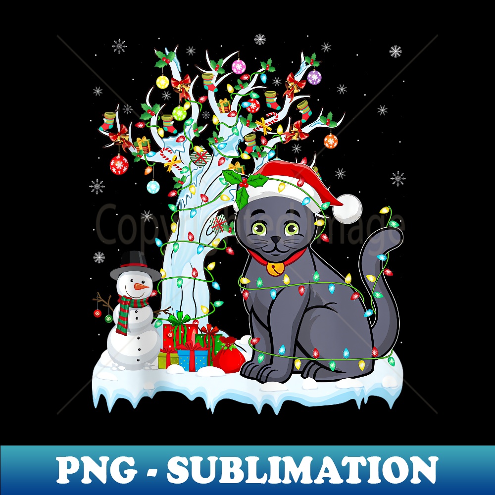 Xmas Element Tree Lighting Santa Russian Blue Cat Christmas | Inspire ...