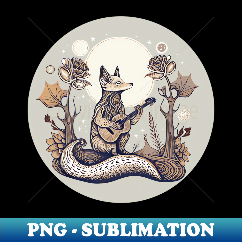 Cottagecore Moon Fox Playing Acoustic Guitar - High-Resoluti | Inspire ...