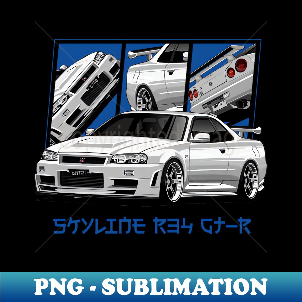 Nissan Skyline r34 GTR JDM Car - Instant PNG Sublimation Dow - Inspire ...