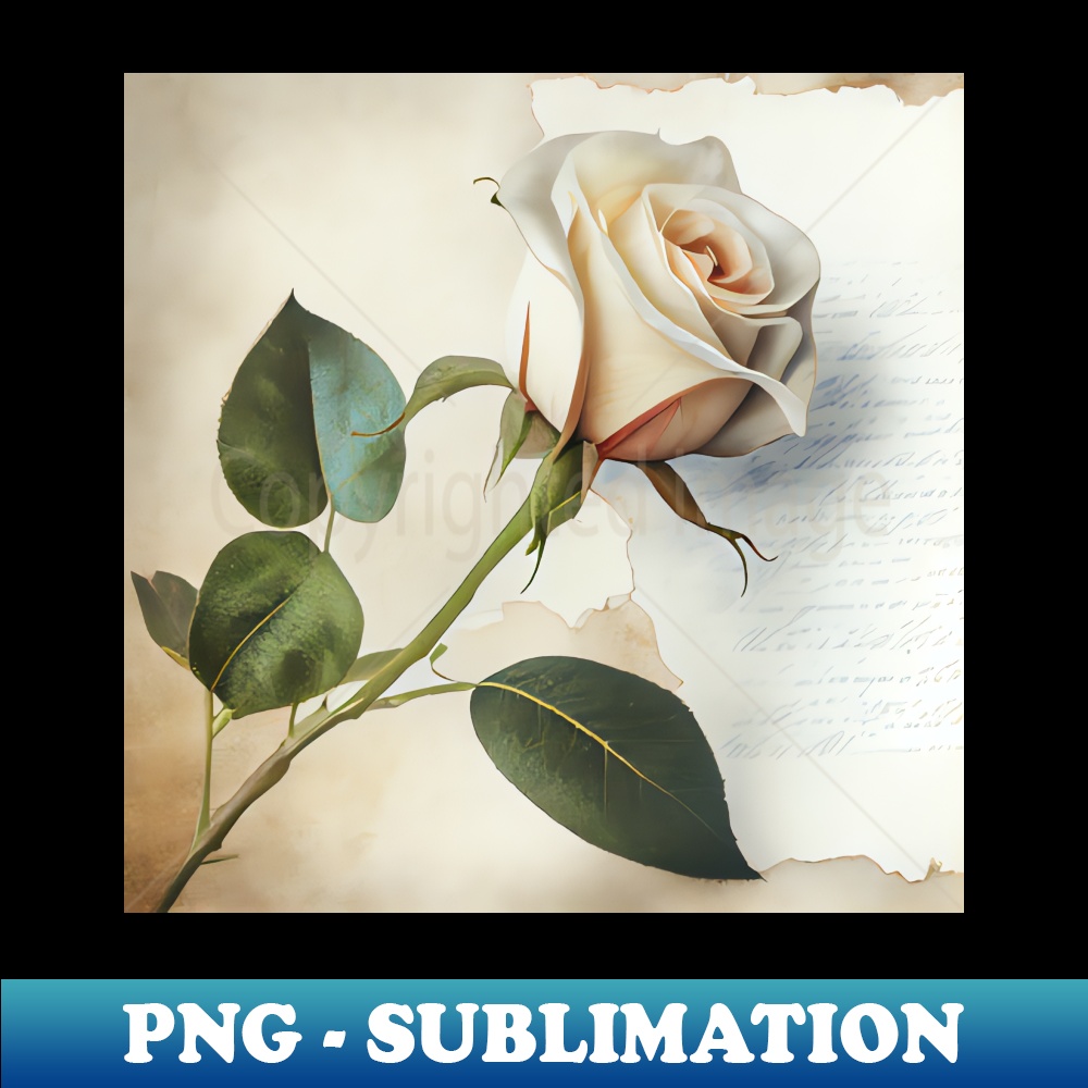 Vintage Style Single white rose on a page - Special Edition | Inspire ...