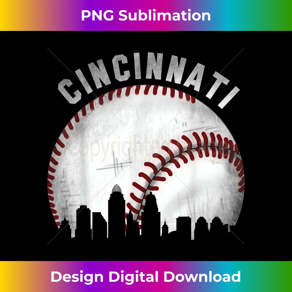 Vintage Cincinnati Skyline City Baseball - Bohemian Sublimat | Inspire ...