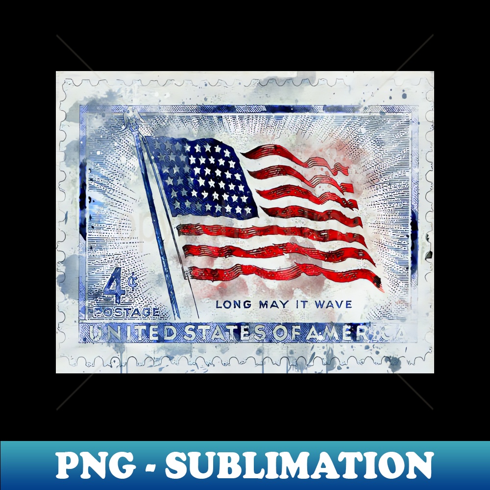 American flag Postage Stamp Watercolor art - Exclusive PNG S | Inspire ...