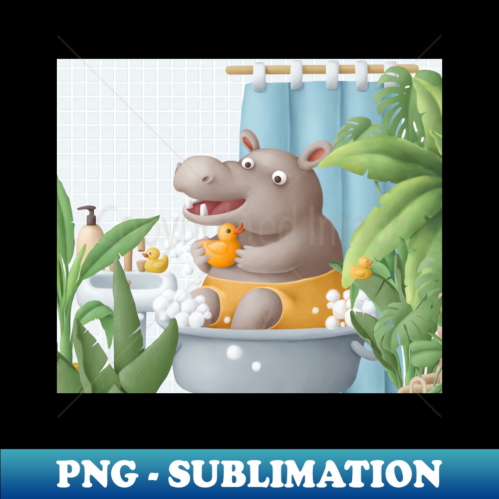 Cute hippo taking shower - PNG Transparent Sublimation Desig - Inspire ...