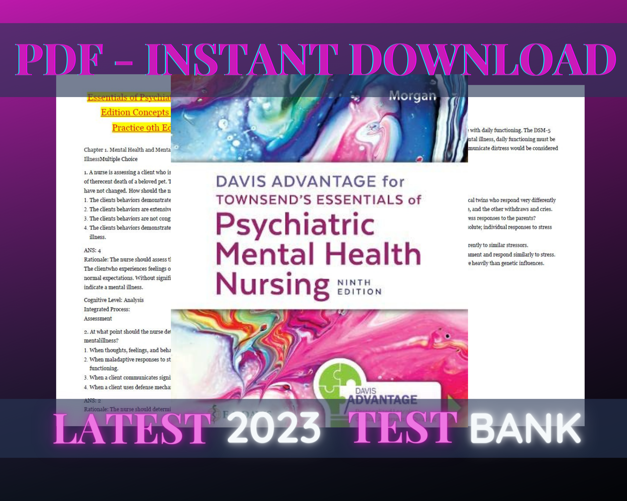 Latest 2023 Davis Advantage for Townsend's Essentials of Psy | Inspire ...