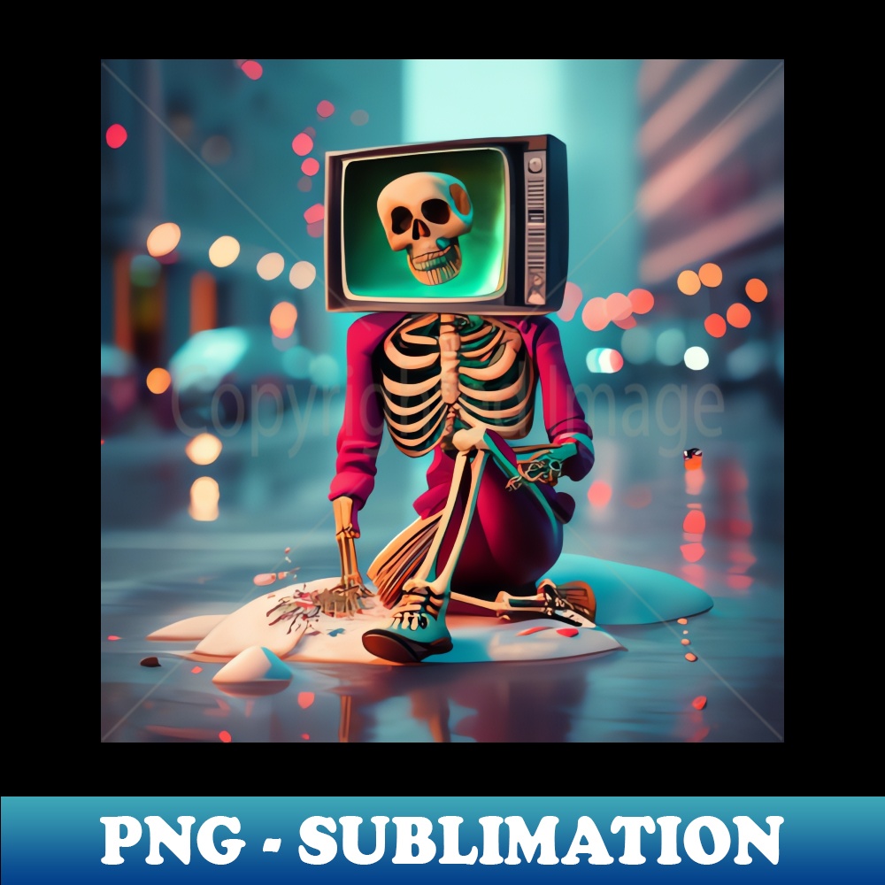 Halloween skeleton inside a TV screen - Premium PNG Sublimat | Inspire ...