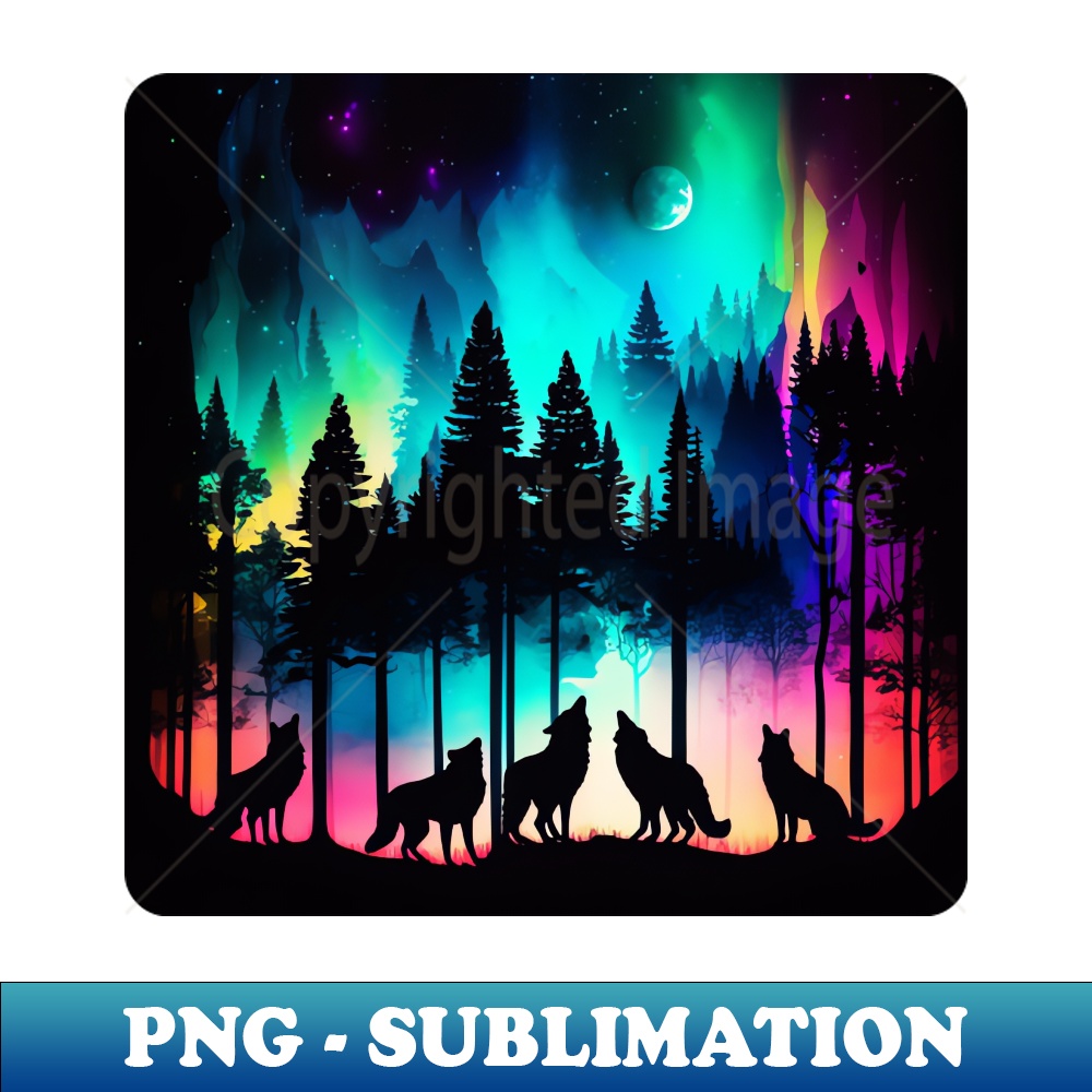 Colorful Night Forest with a Majestic Wolf - Wildlife Art De | Inspire ...