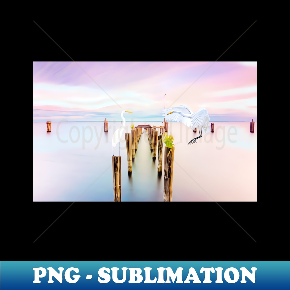 Great White Egrets at Ocean - Creative Sublimation PNG Downl | Inspire ...