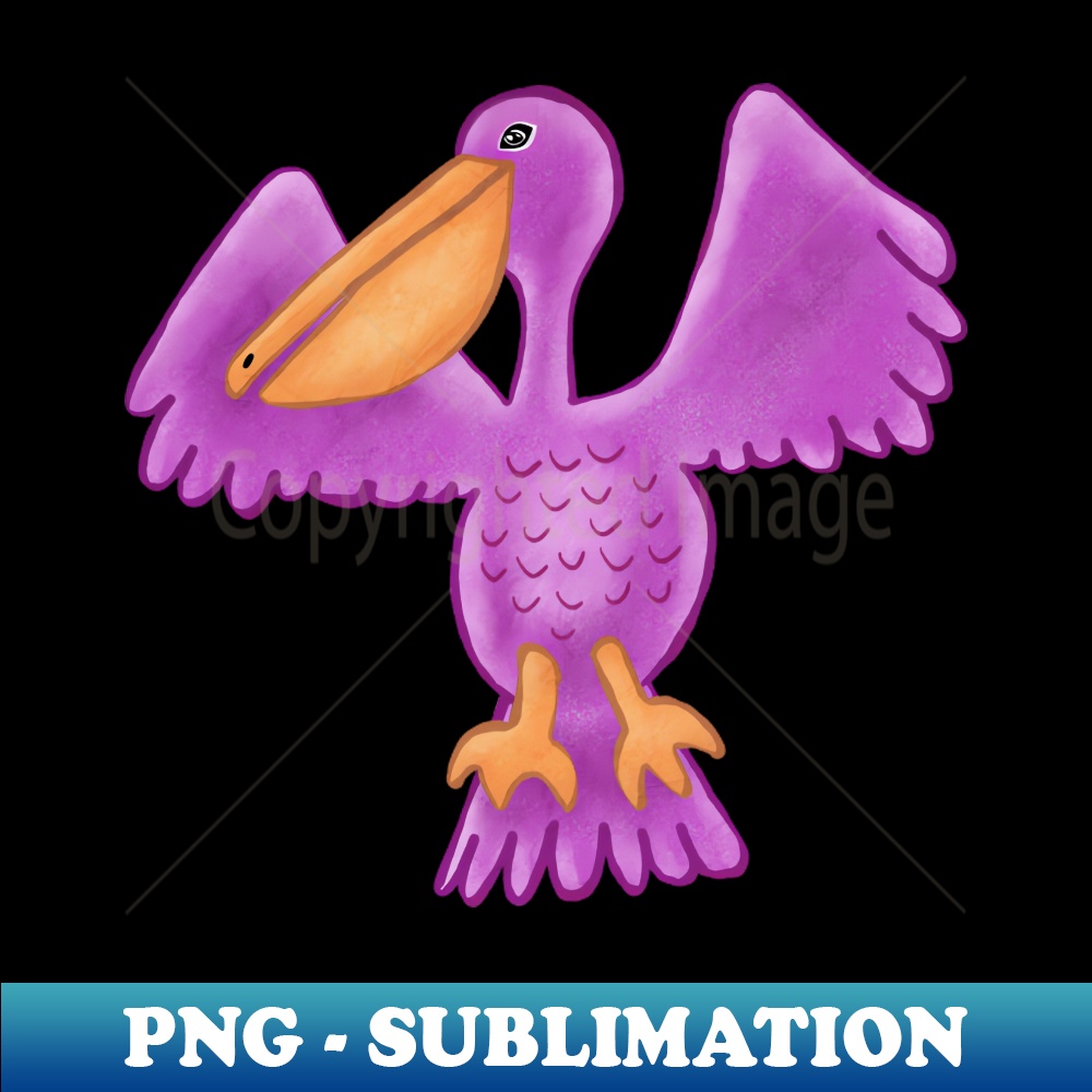 Purple Pelican flying with wings outstretched - Trendy Subli | Inspire ...