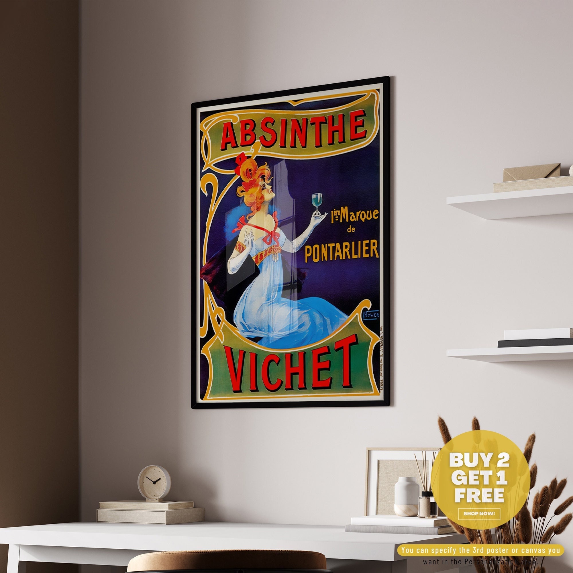 Absinthe Vichet, Modern Art Nouveau, Vintage Drink Advertisi | Inspire ...