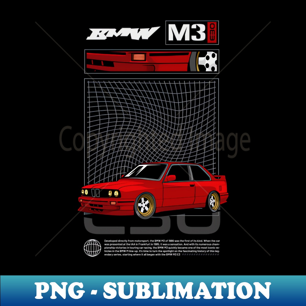 Classic M3 E30 Car - PNG Transparent Sublimation Design - Pe - Inspire ...