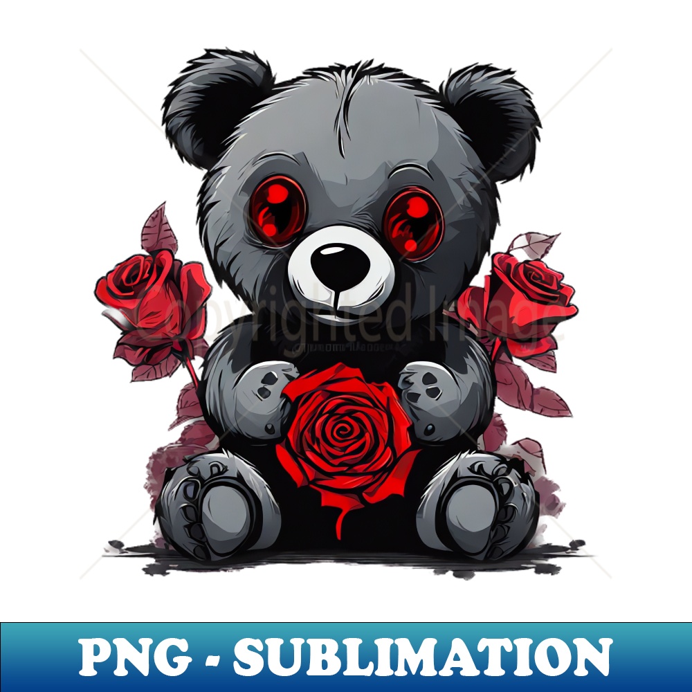 AI Art EMO Teddy Bear - Vintage Sublimation PNG Download - - Inspire Uplift