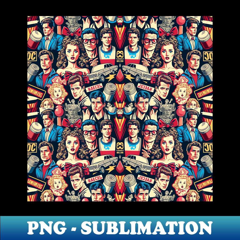 Iconic Retro Pop Culture Pattern - High-Quality PNG Sublimat | Inspire ...