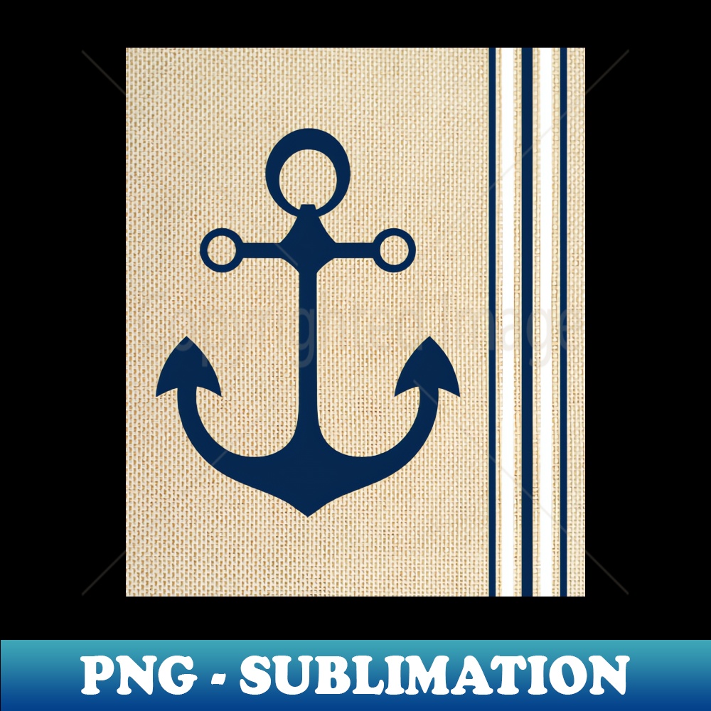 Nautical Boat Yacht Ship Anchor Burlap Navy Blue White Strip | Inspire ...